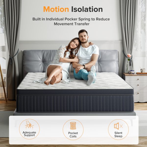 Babo Care TXO 12″ Cooling Queen Medium Euro Hybrid Mattress with Manual ...