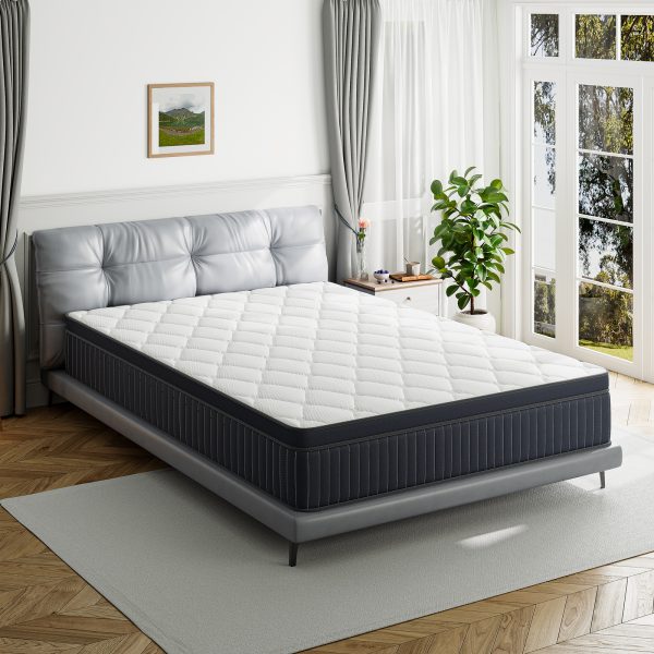 Babo Care TXO 12″ Cooling Queen Medium Euro Hybrid Mattress with Manual ...
