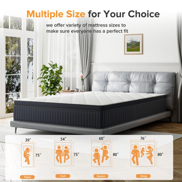Babo Care TXO 12″ Cooling Queen Medium Euro Hybrid Mattress with Manual ...