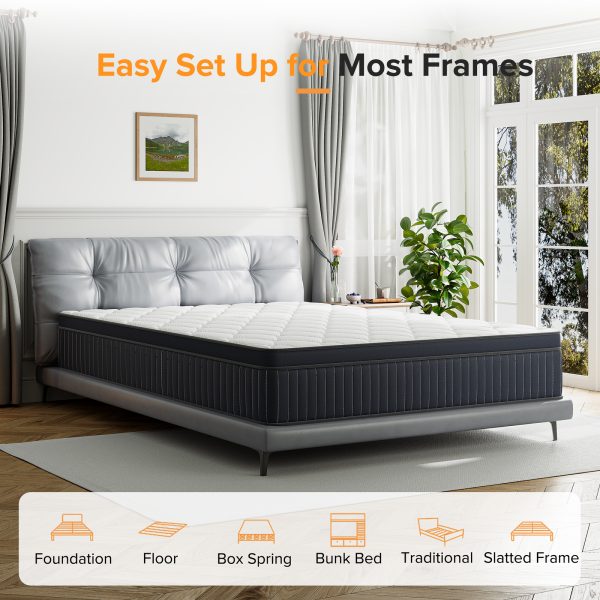 Babo Care TXO 12″ Cooling Queen Medium Euro Hybrid Mattress with Manual ...