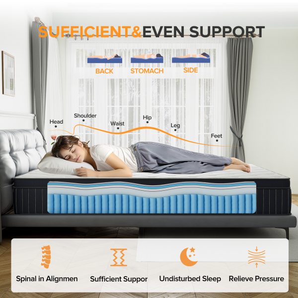 Babo Care TXO 12″ Cooling Queen Medium Euro Hybrid Mattress with Manual ...