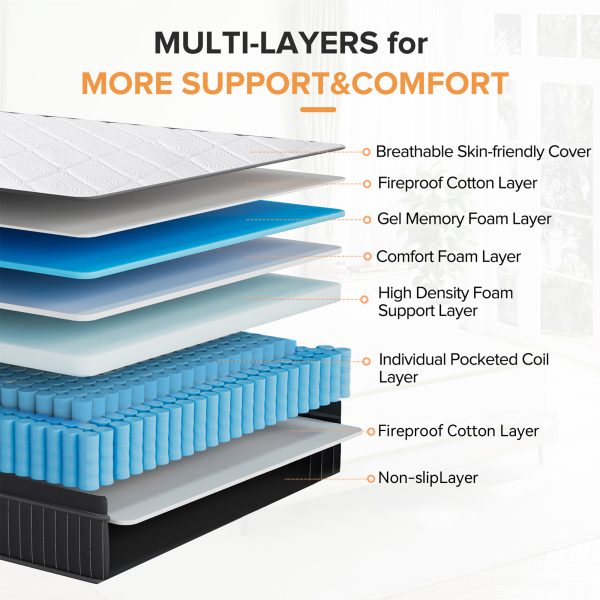 Babo Care TXO 12″ Cooling Queen Medium Euro Hybrid Mattress with Manual ...